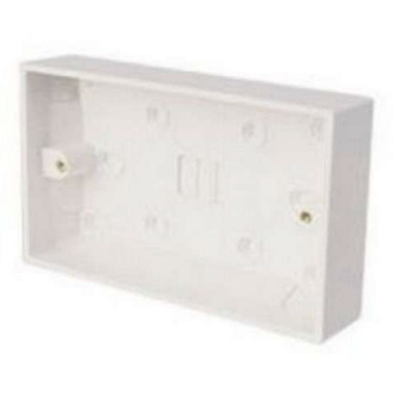 2 Gang 25Mm Surface Pattress Moulded Box - White