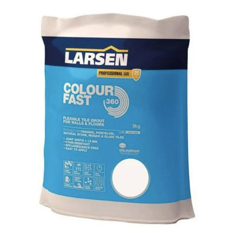 Larsen Colourfast 360 Flexible Grout 3Kg - Silver Grey